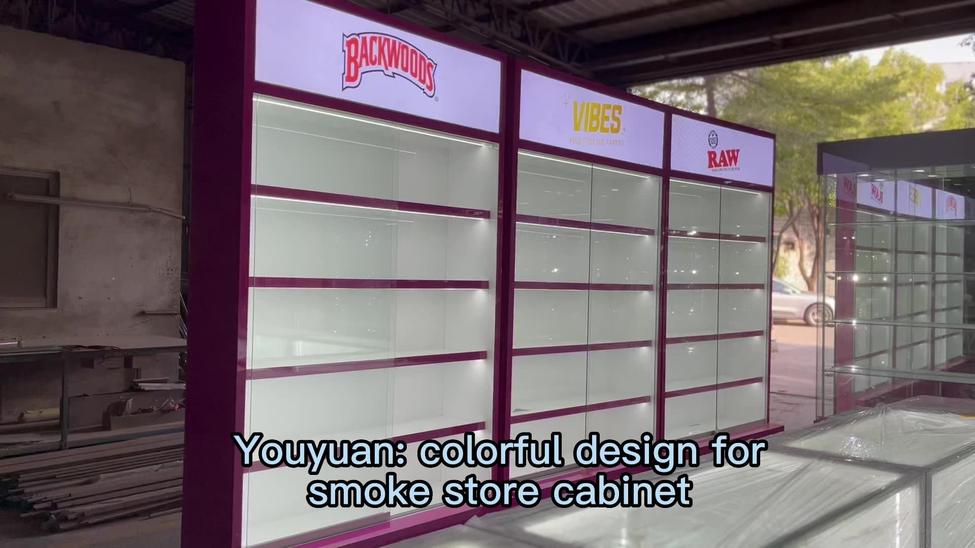 Unique Custom Smoke Shop Display Cabinet Led Light Tobacco Shop Glass ...