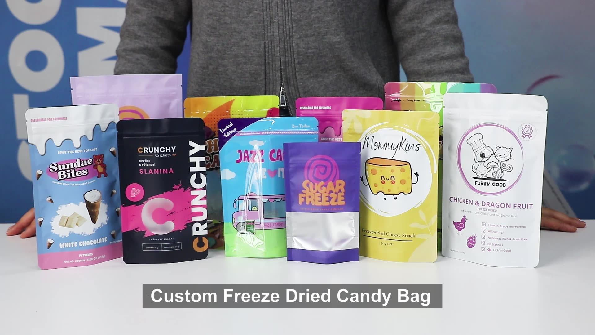 Custom Design Resealable Freeze Dried Candy Aluminum Foil Doypack Stand ...