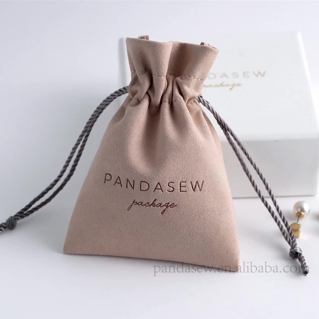 Pandasew Custom Logo Printed Jewelry Drawstring Bag Soft Microfiber ...