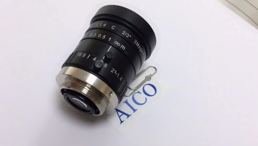 F8mm 2/3" F1.4 3mp 8mm C-mount Non Distortion Narrow Industrial Vision ...