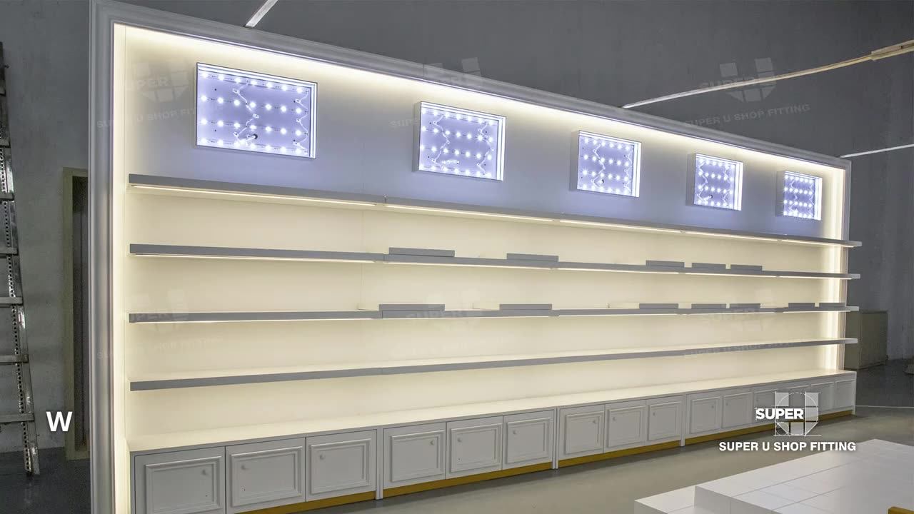 Modern Design Wall Cosmetic Display Led Light Shelf Beauty Skincare ...