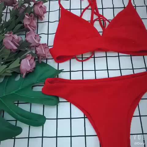 Custom Micro Seamless Thong Bikini Red Bikini Swimwear 2022 - Buy ...