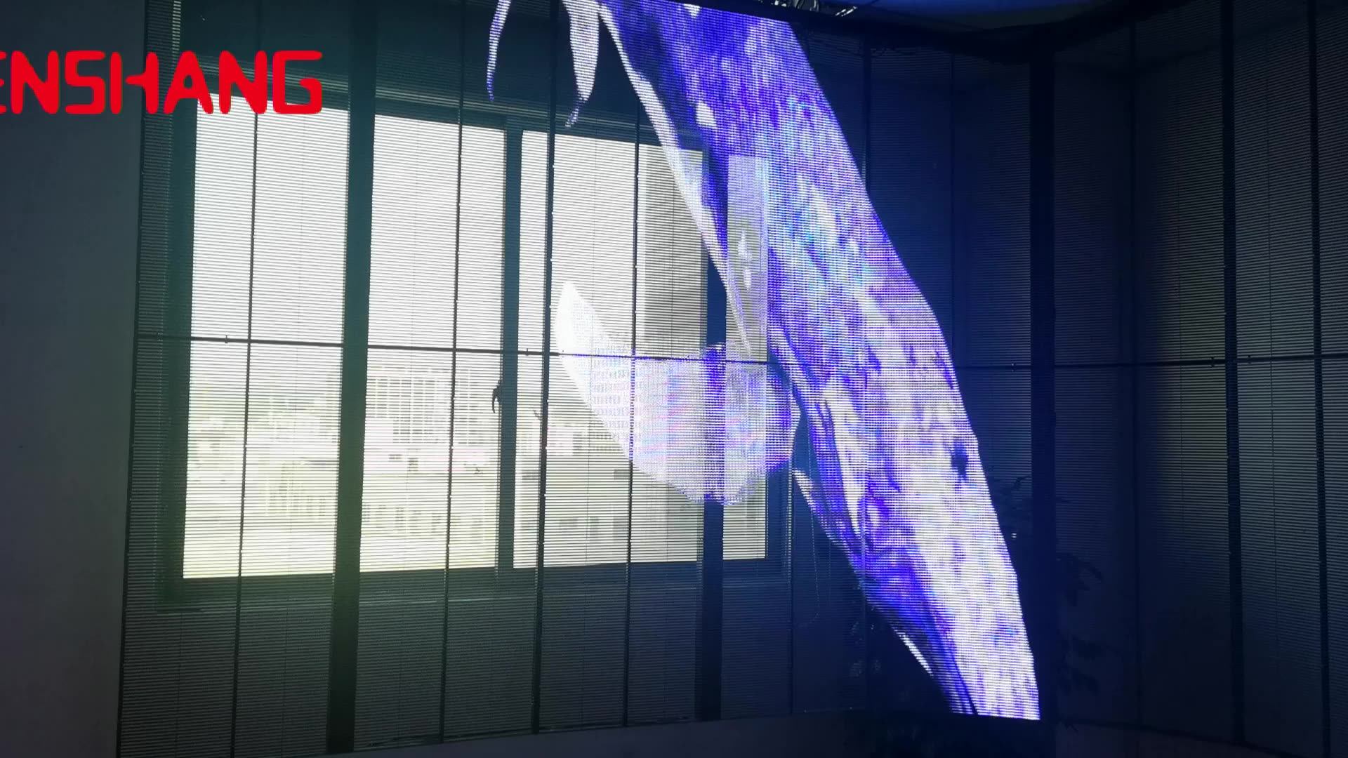 Full Color Adhesive Super Slim Display Indoor Outdoor Curtain Glass ...