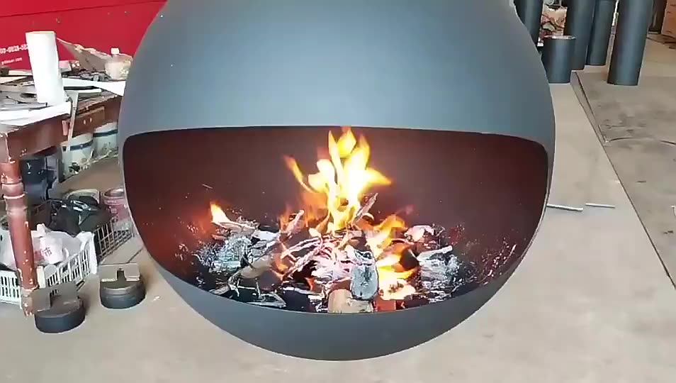 Round Indoor Hanging Wood Burning Stove Fireplace Fashionable Wall ...