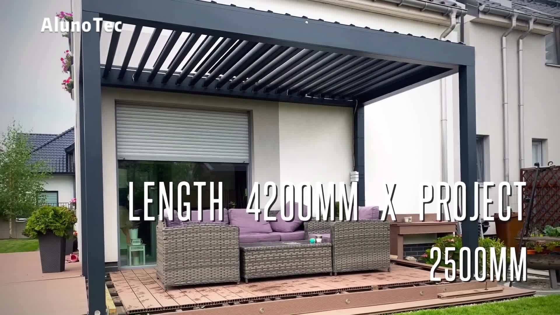 Free Standing Waterproof Metal Pergola Louvered Roof Cover For Garden ...