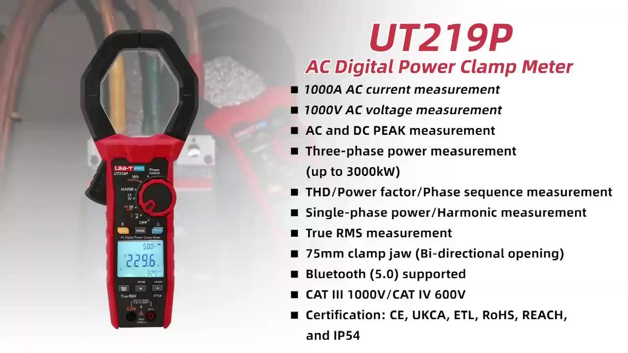 Uni-t Ut219p Digital Power Clamp Meter Ac 1000v 1000a Handheld ...