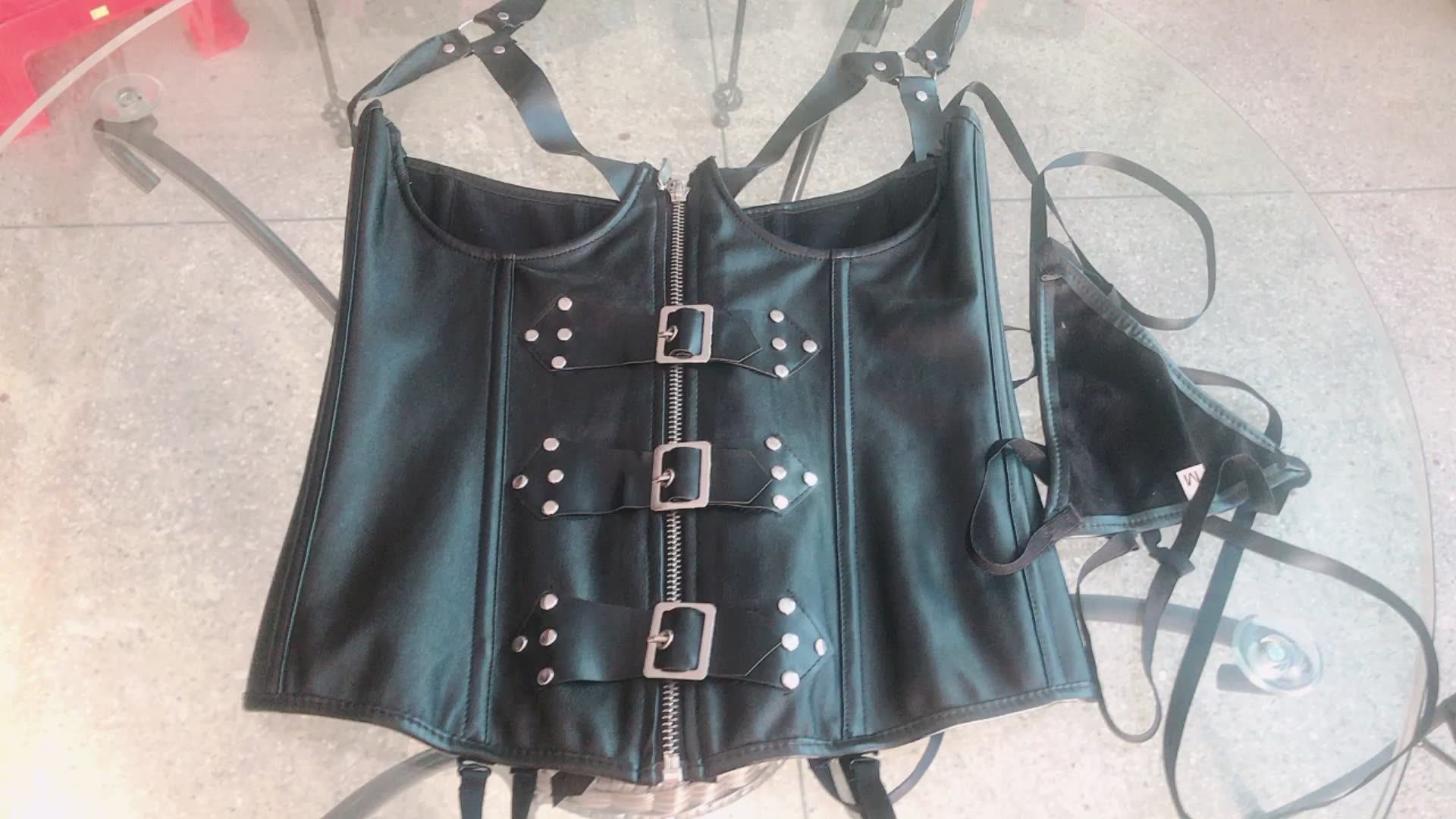 Corsé De Piel Sintética Con Hebilla Para Mujer,Corsé Sexy Con Liguero ...