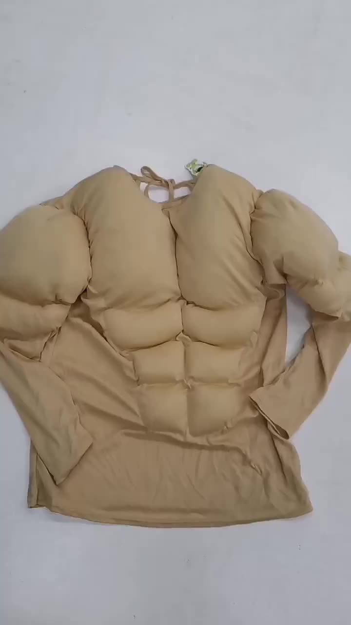 Men Muscle Shirt Costume Cosplay Muscle Shirt Body Suits Chest Pads ...