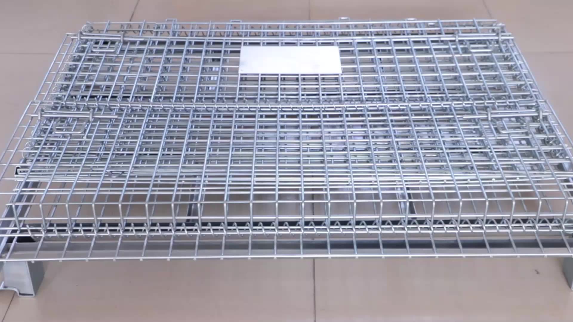 Heavy Duty Industrial Metal Stackable Wire Mesh Pallet Cage Foldable ...