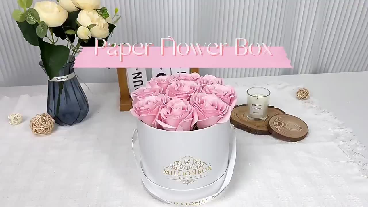 Personalized Paper Flower Box Round Cardboard Flower Box For Rose ...