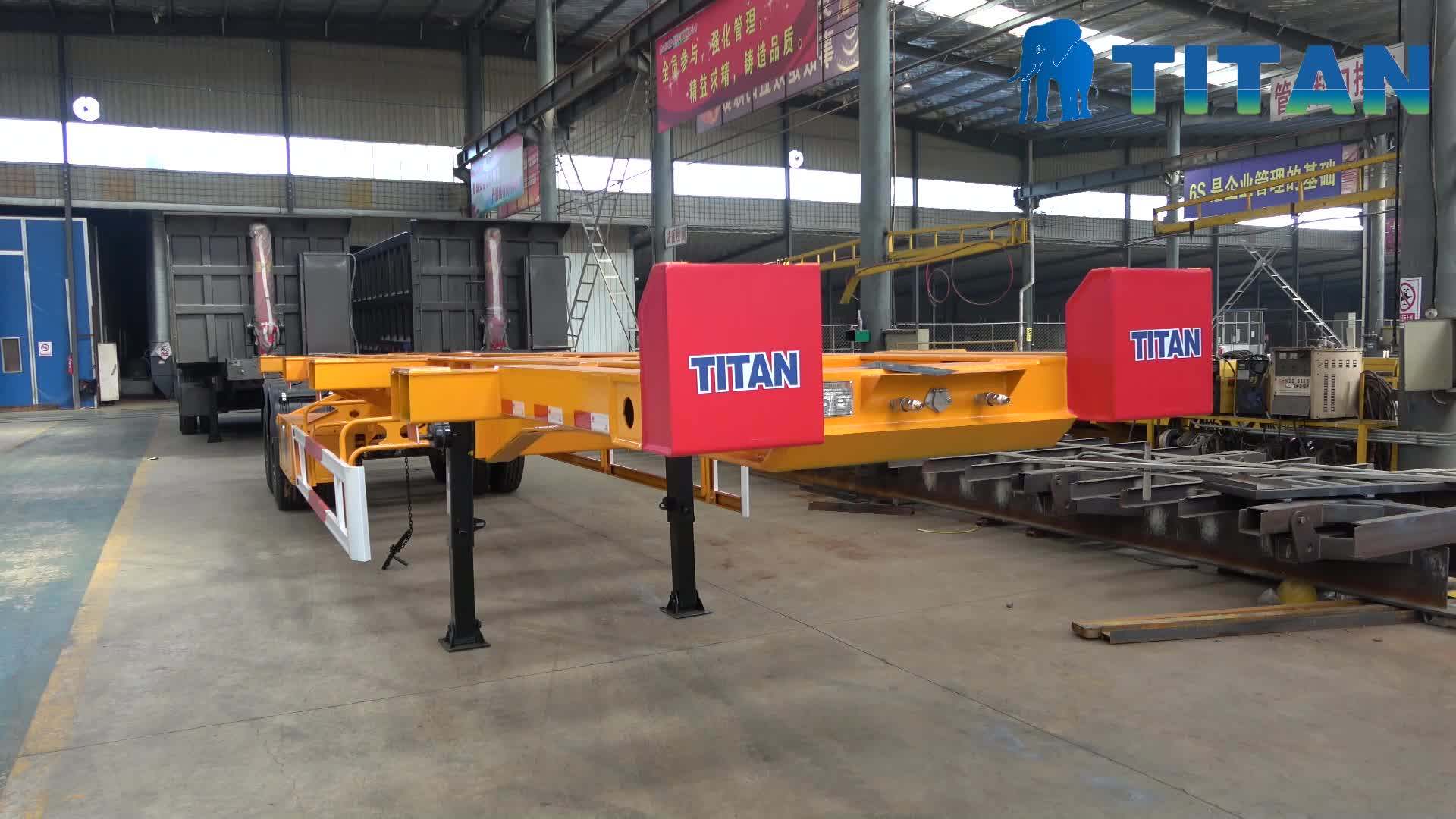 2 Axle 20ft 40 Ft Heavy Duty Skeleton Container Trailer Semi Trailer ...