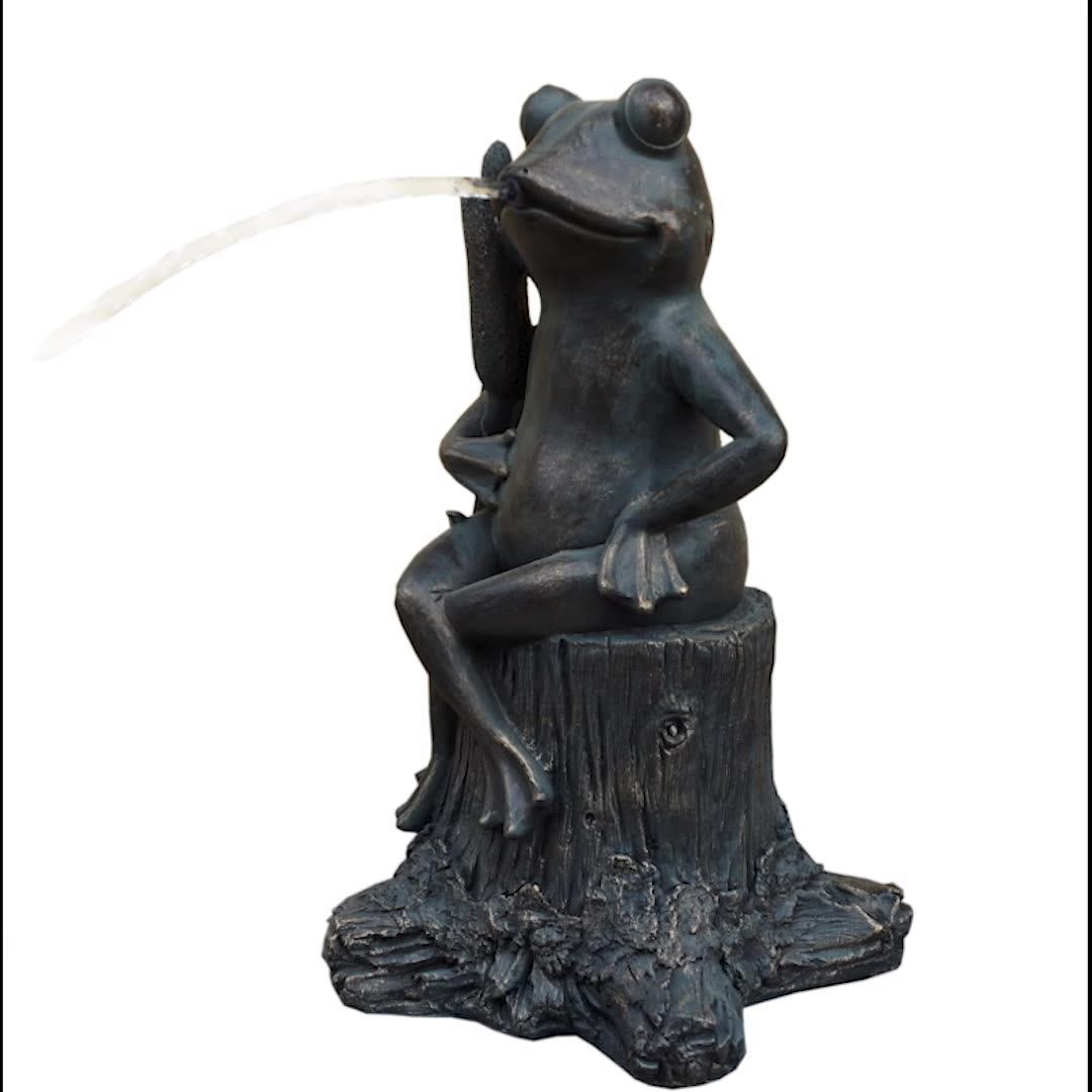 Outdoor Water Feature Pond Spitter Frog Polyresin Fountain With ...