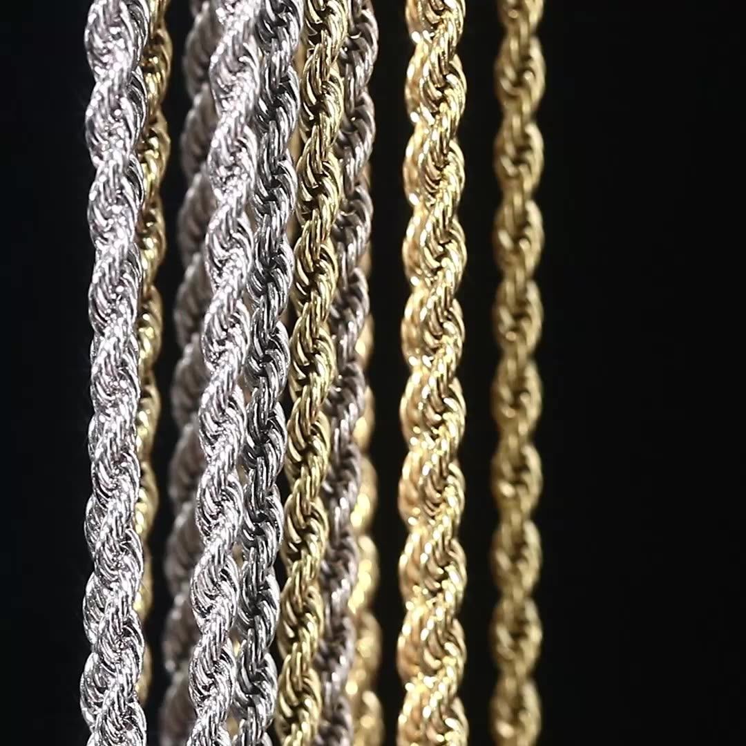 2mm,2.5mm,3mm,3.5mm,6mm Stainless Steel 14k Gold Neck Rope Chain ...