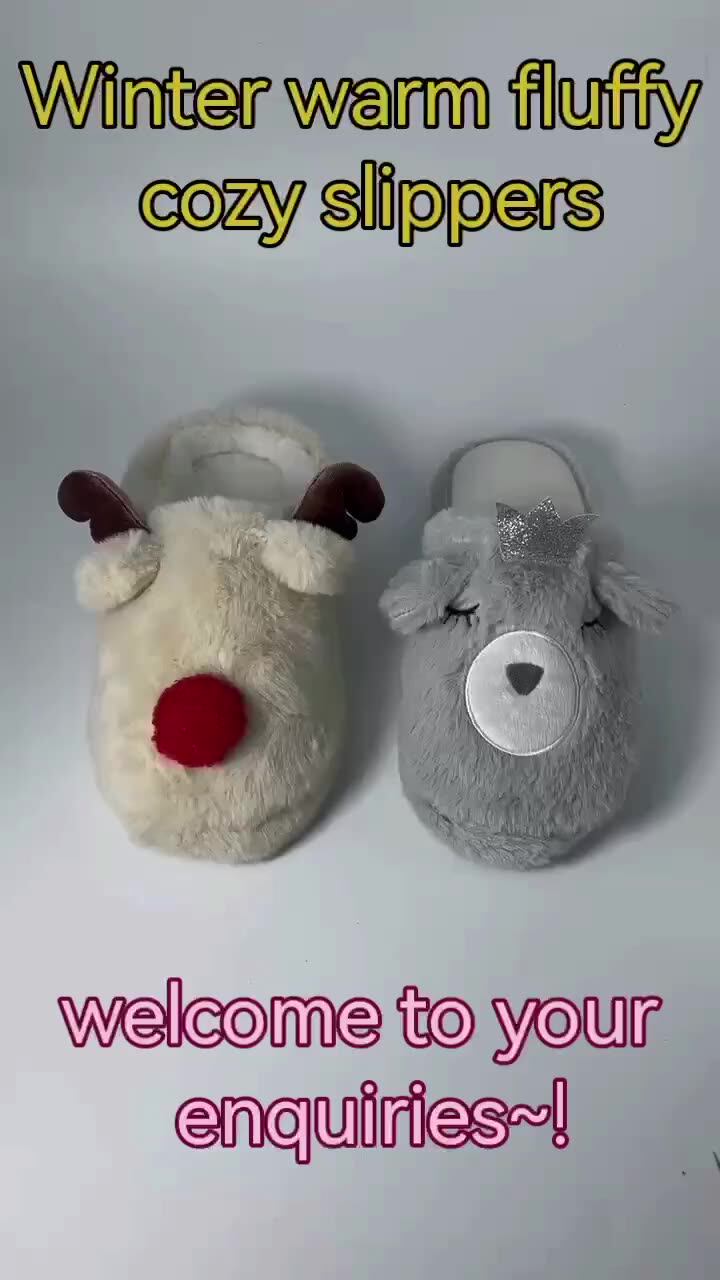 Cute Cartoon 3d Dog Head Cotton Slippers Home Plush Slippers Cuddly ...