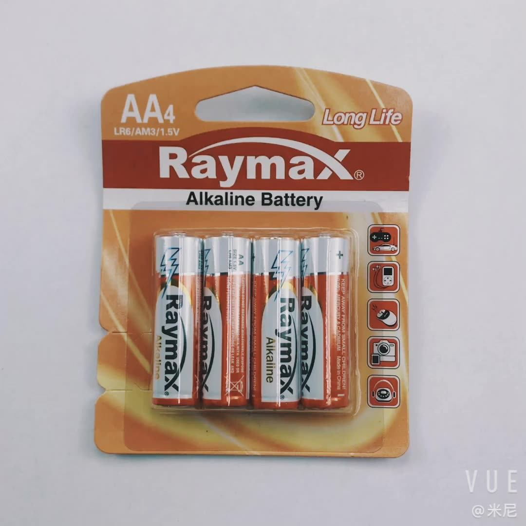 China High Quality 1.5V LR6 AA Raymax Long Life Alkaline Batteries ...