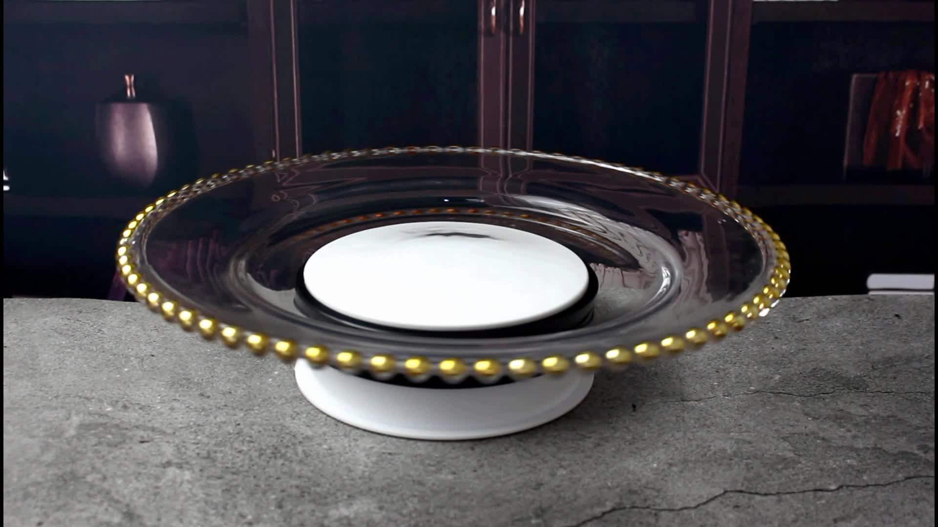 Handmade Gold Silver Rim Glass Charger Plate Wedding Decoration - Buy ...
