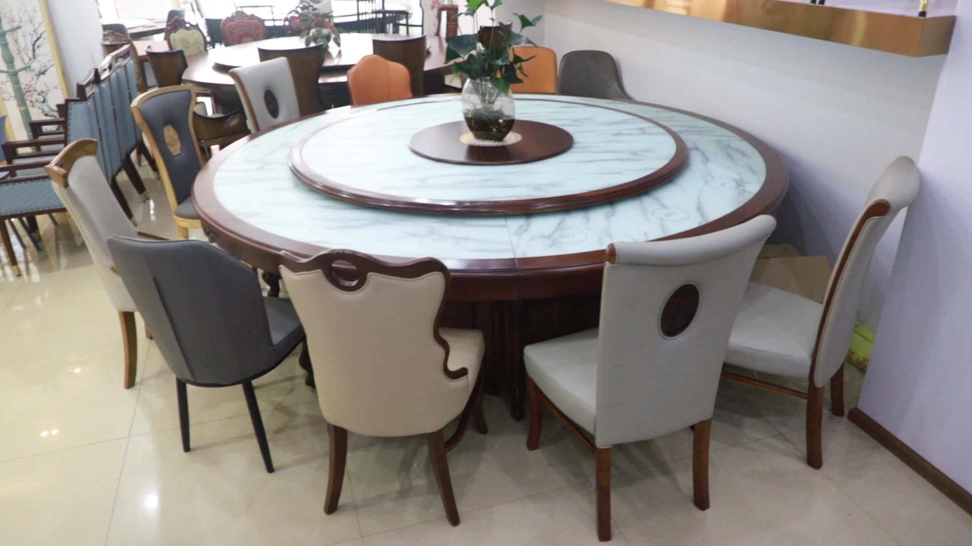 Hotel Electric Dining Table Large Round Table Automatic For 16 People ...