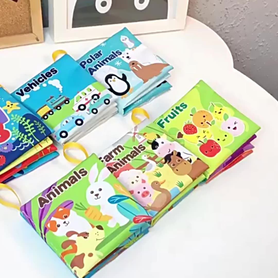 Infant Soft Cloth Book Learning Fabric Rattle Touch Preschool ...
