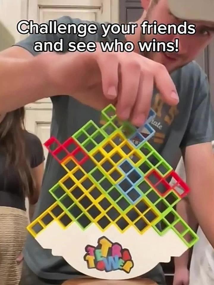 Tiktok Hot Stack Attack Game 48pcs Tetras Tower Balance Game Fun ...