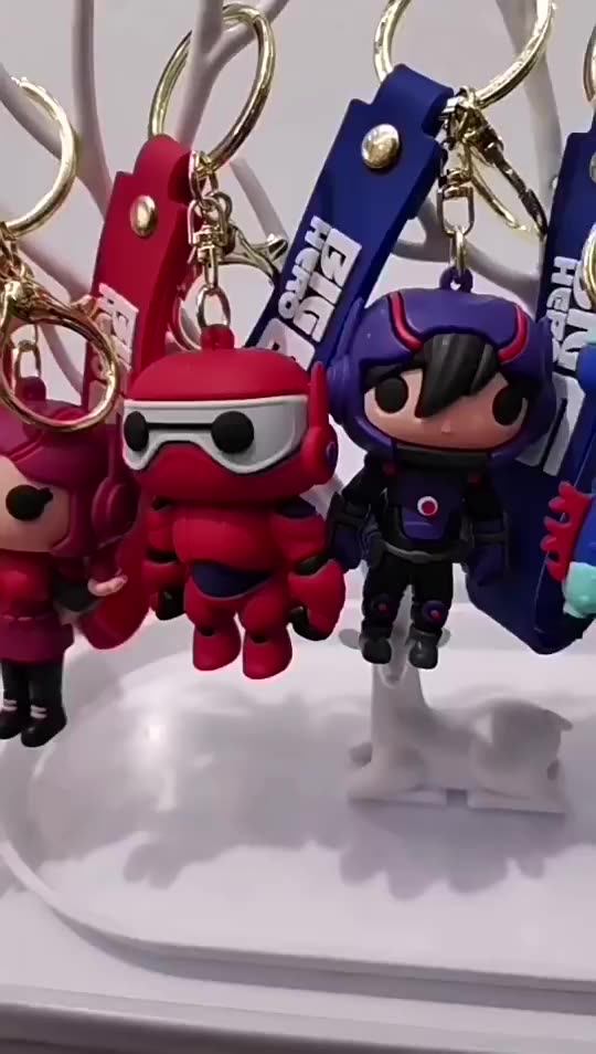 Big Hero 6 Characters Hiro Baymax Fred Wasabi Keychains Silicone Doll ...