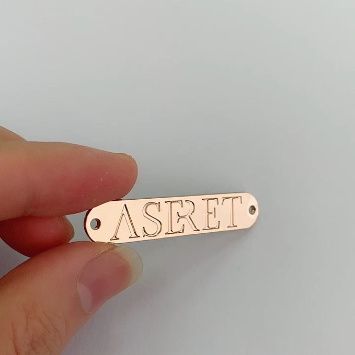 Custom Enamel Abaya Logo Tag 2 Holes Metal Letter Label For Scarf - Buy ...