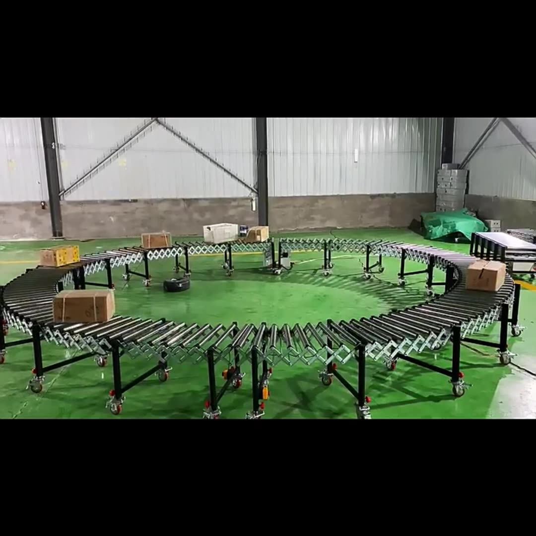 50kg Bags Truck Loading Unloading Trolley Roller Conveyor Machine For ...