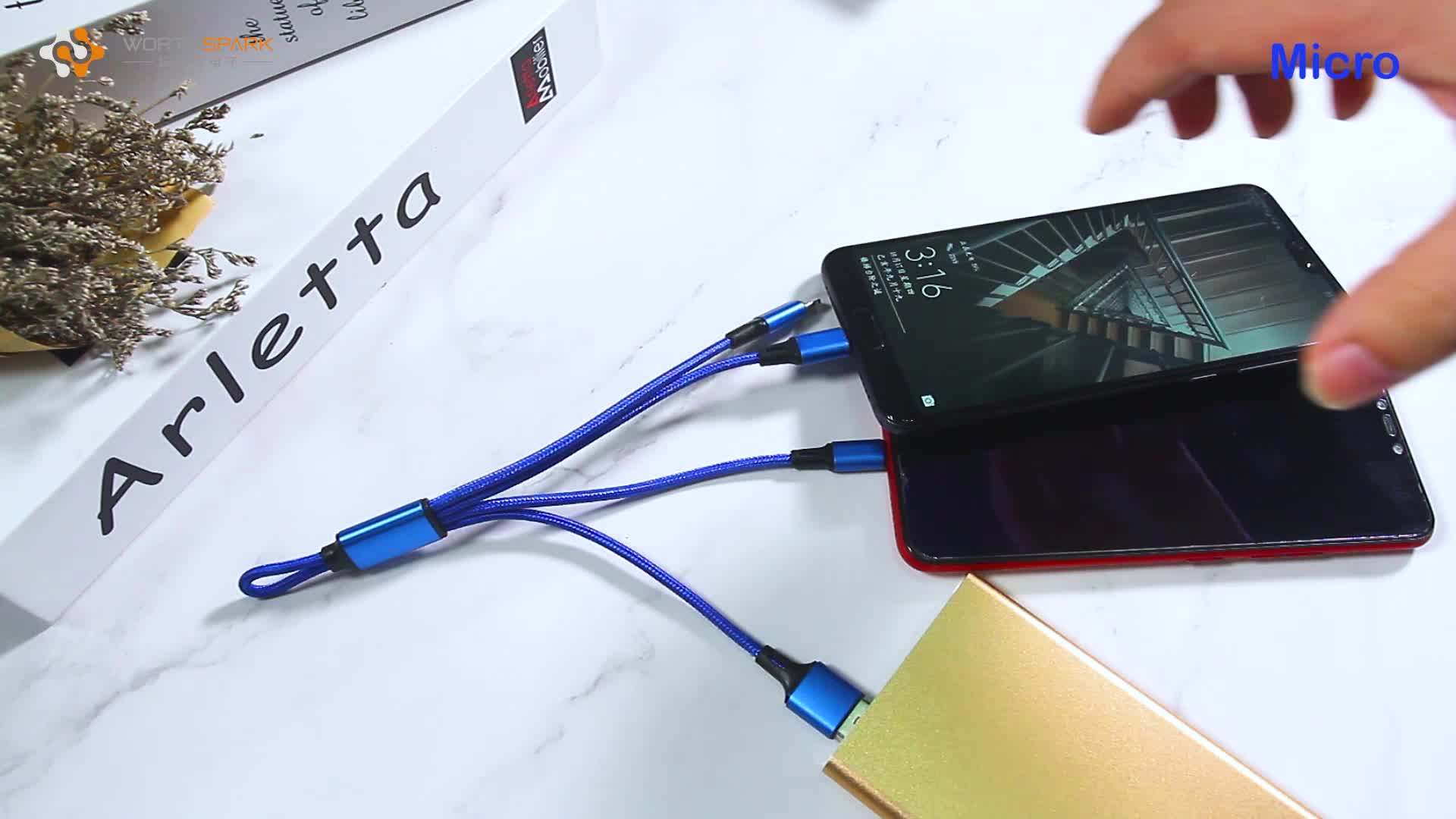 Hot Keychain Key Ring Nylon 8pin Micro Charger Data 3 In 1 Usb Cable ...