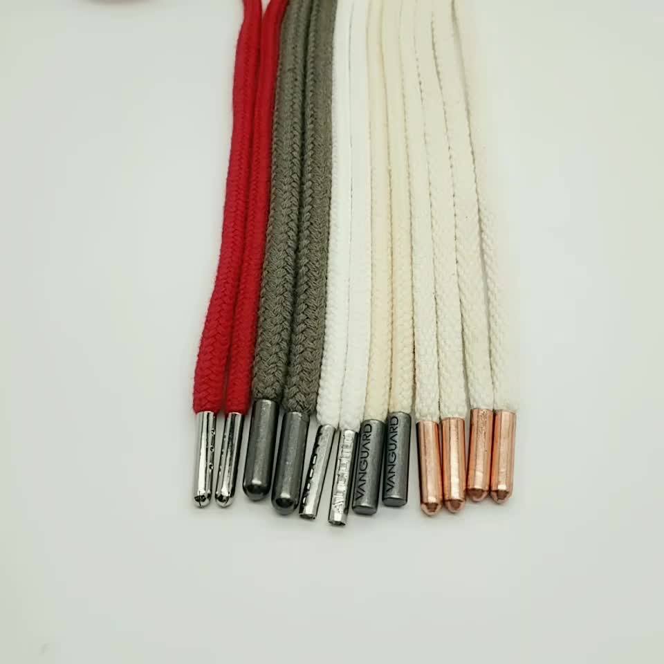 Wholesale Custom Logo Metal Tips Braided Drawstring Cotton Cord - Buy ...