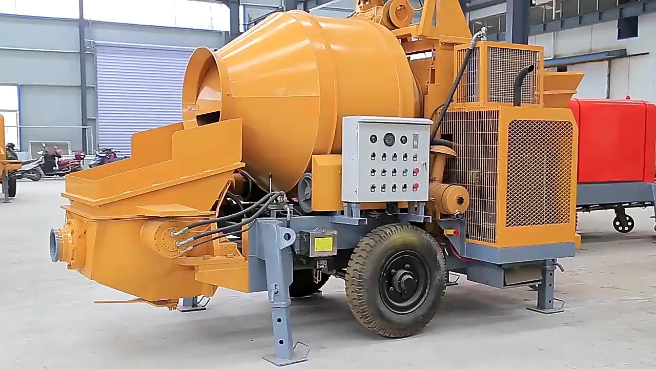 Minle Mini Stationary Concrete Cement Mixer With Pump Diesel Self ...
