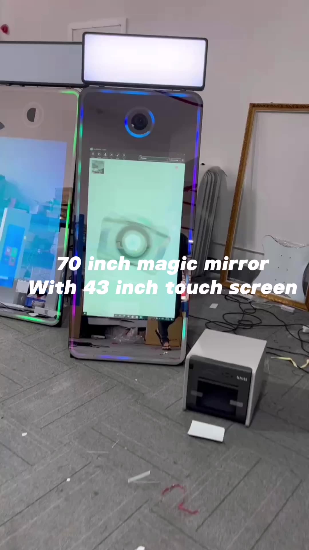 Magic Mirror Photo Booth 70-inch Selfie Photo Booth With Touch Screen Machine Wedding Ring Light ...