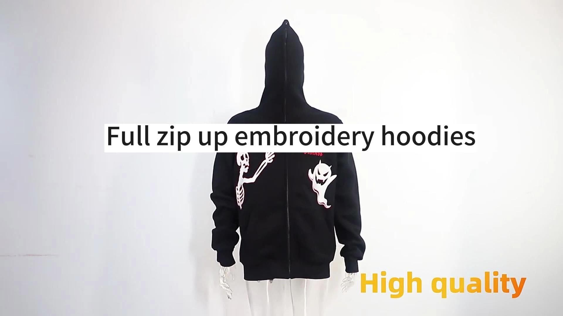 Factory Custom Full Zip Up Hoodie 500 Gsm Cotton Full Face Zip Double ...