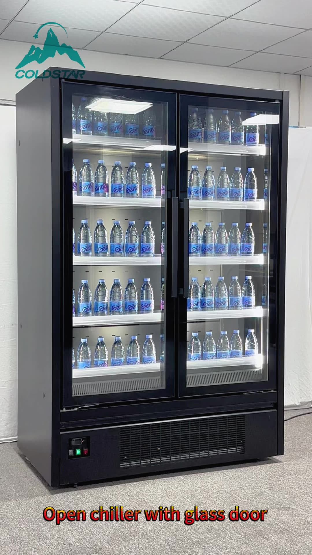 Double Door Front Opening Display Chiller Food Drink Refrigerator ...
