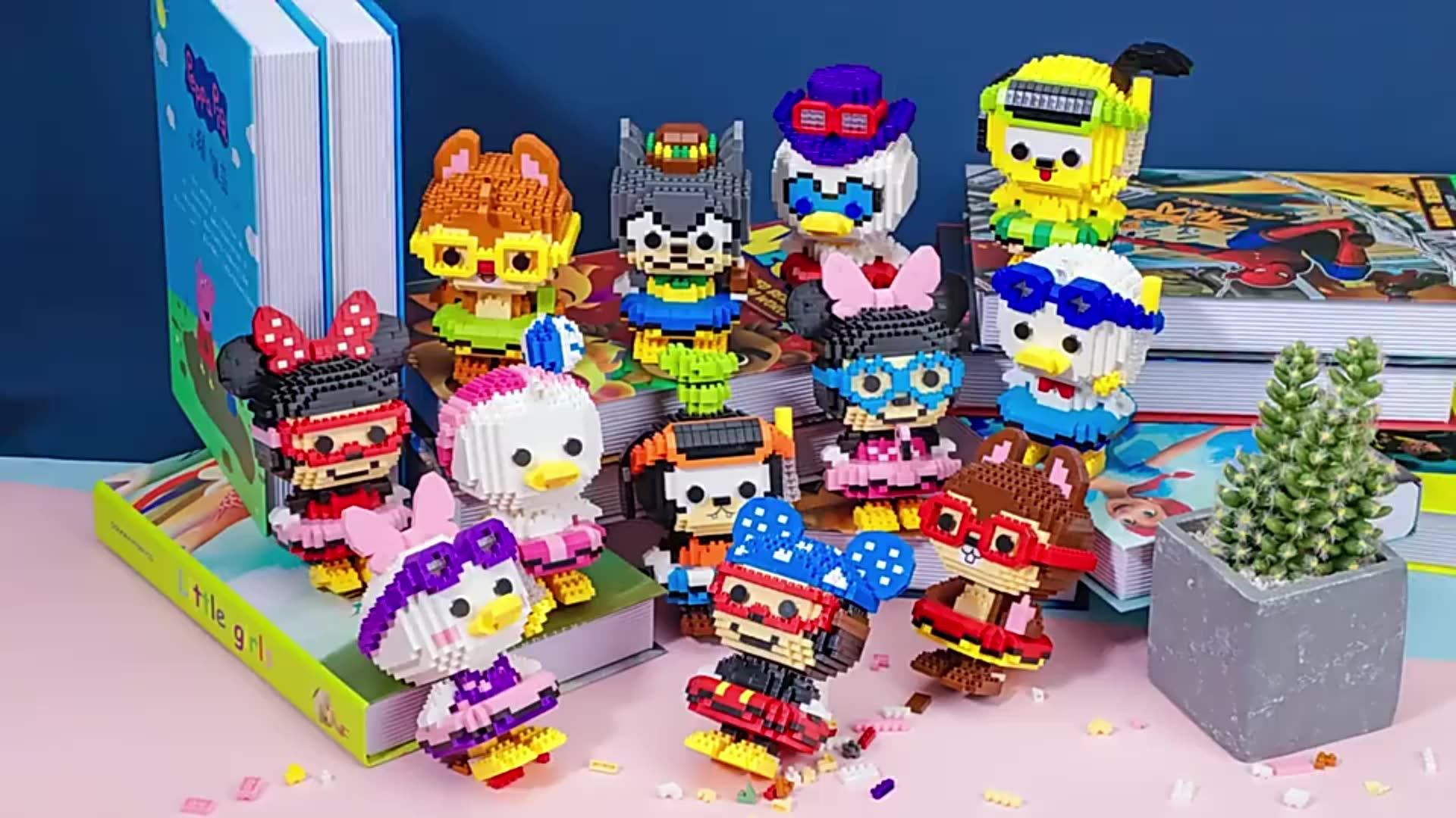 Mini Building Blocks Sitting Cartoon Character Series Cute Block Figure ...