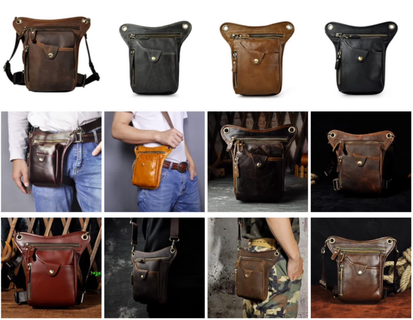 Boshiho Genuine Leather Leg Bag For Men And Women Motorcycle Waist ...