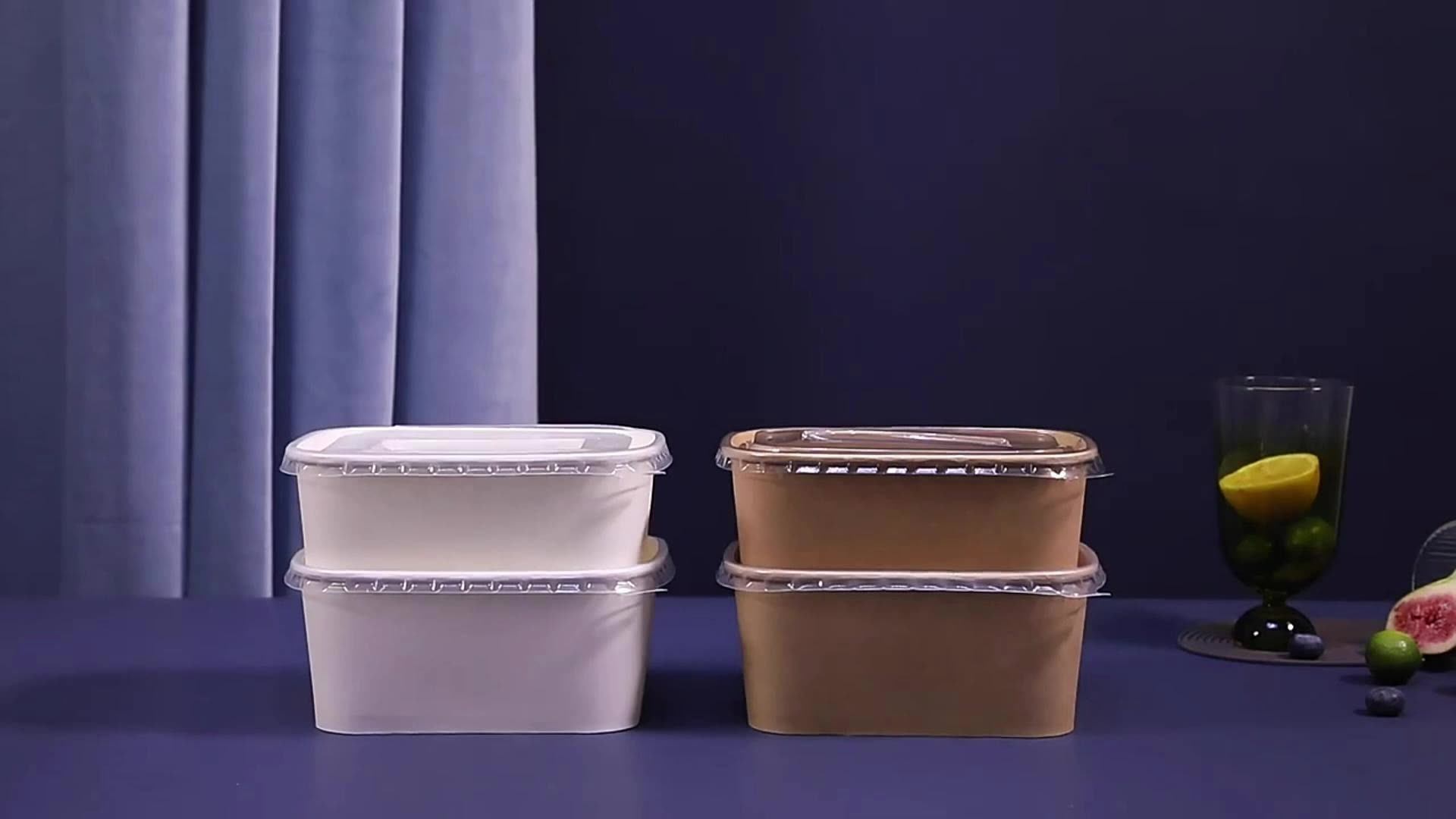 Disposable Food Packaging Rectangular Disposable Salad Paper Bowl ...