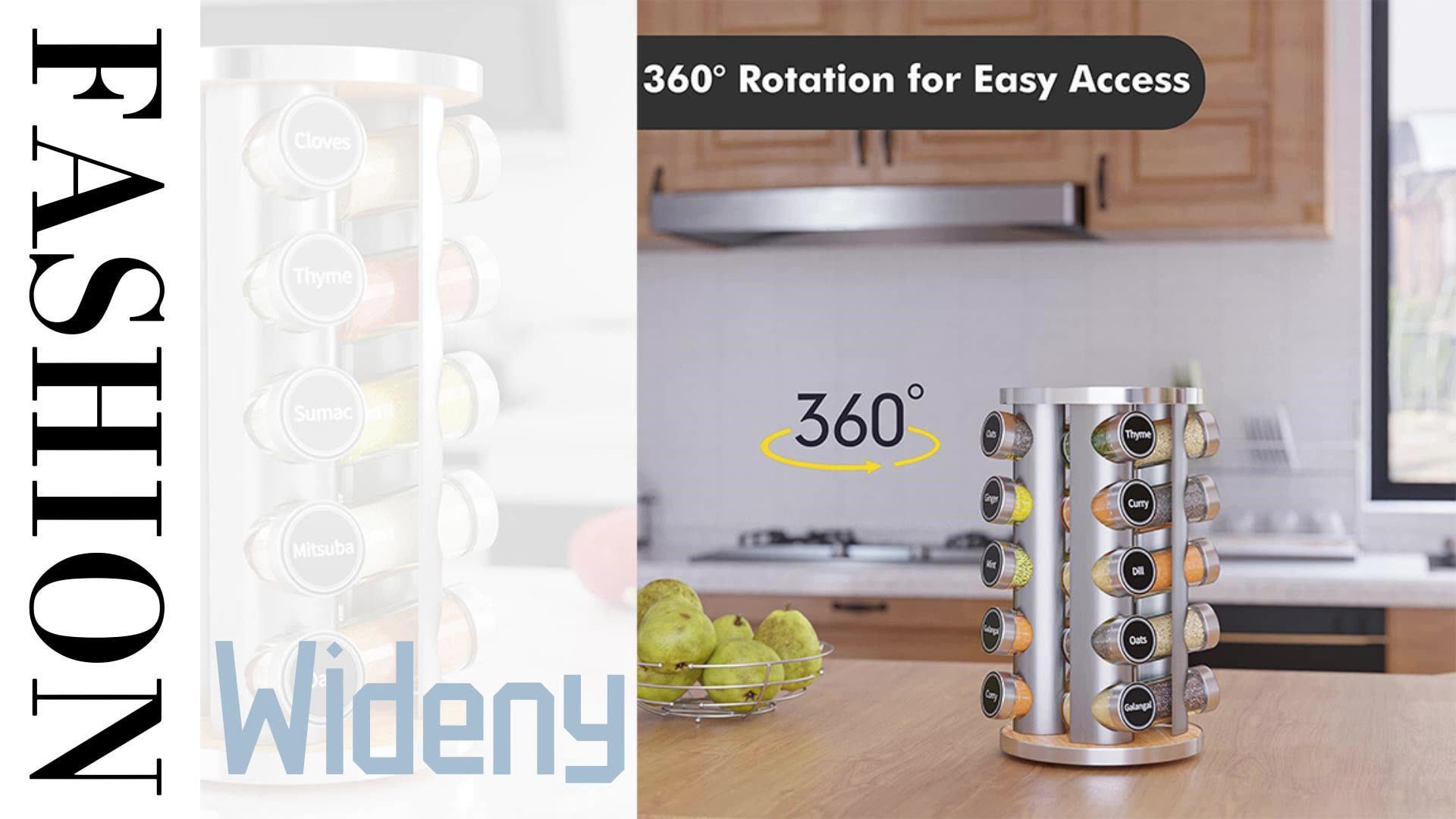 360 Turntable Rotating Spice Jar Rack Set Organizer Stainless Steel ...