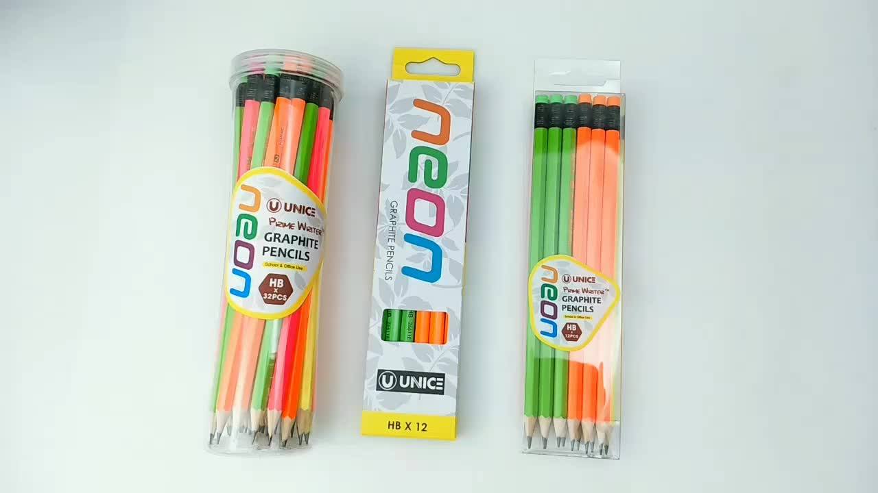 Promotional Hb Pencil In Bulk/set Packing/hexagonal Neon Wooden Pencil ...