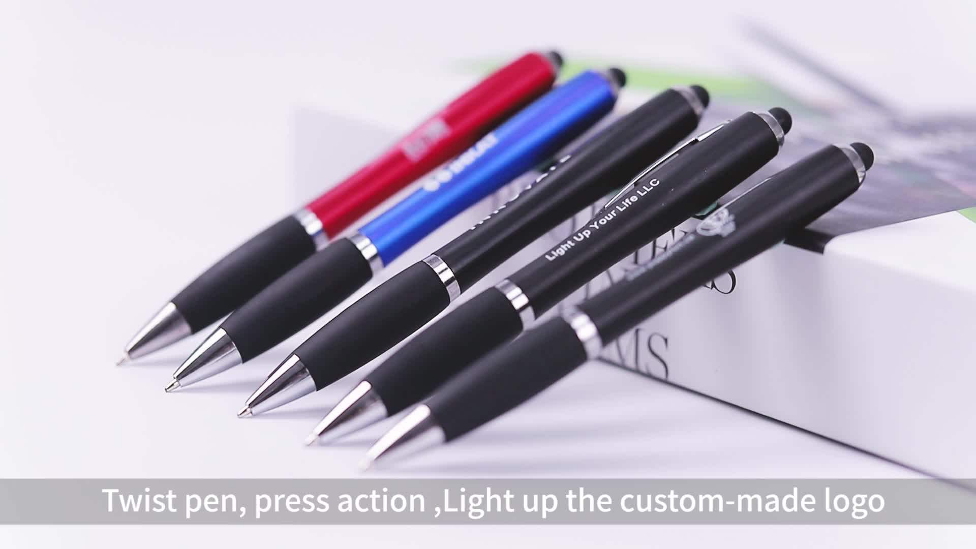 Led Light Lighting Up Bright Laser Touch Screen Custom Logo Stylus Pen ...