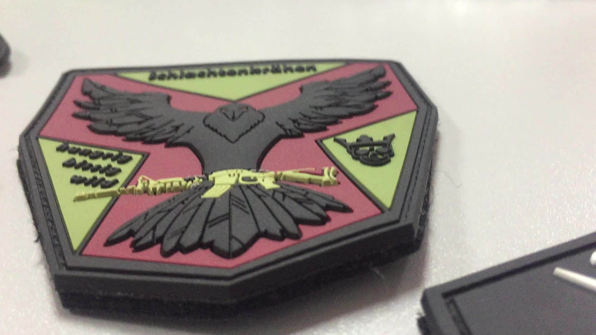 3d Custom Pattern Embossed Hook And Loop Back Emblem Rubber Pvc Patch ...