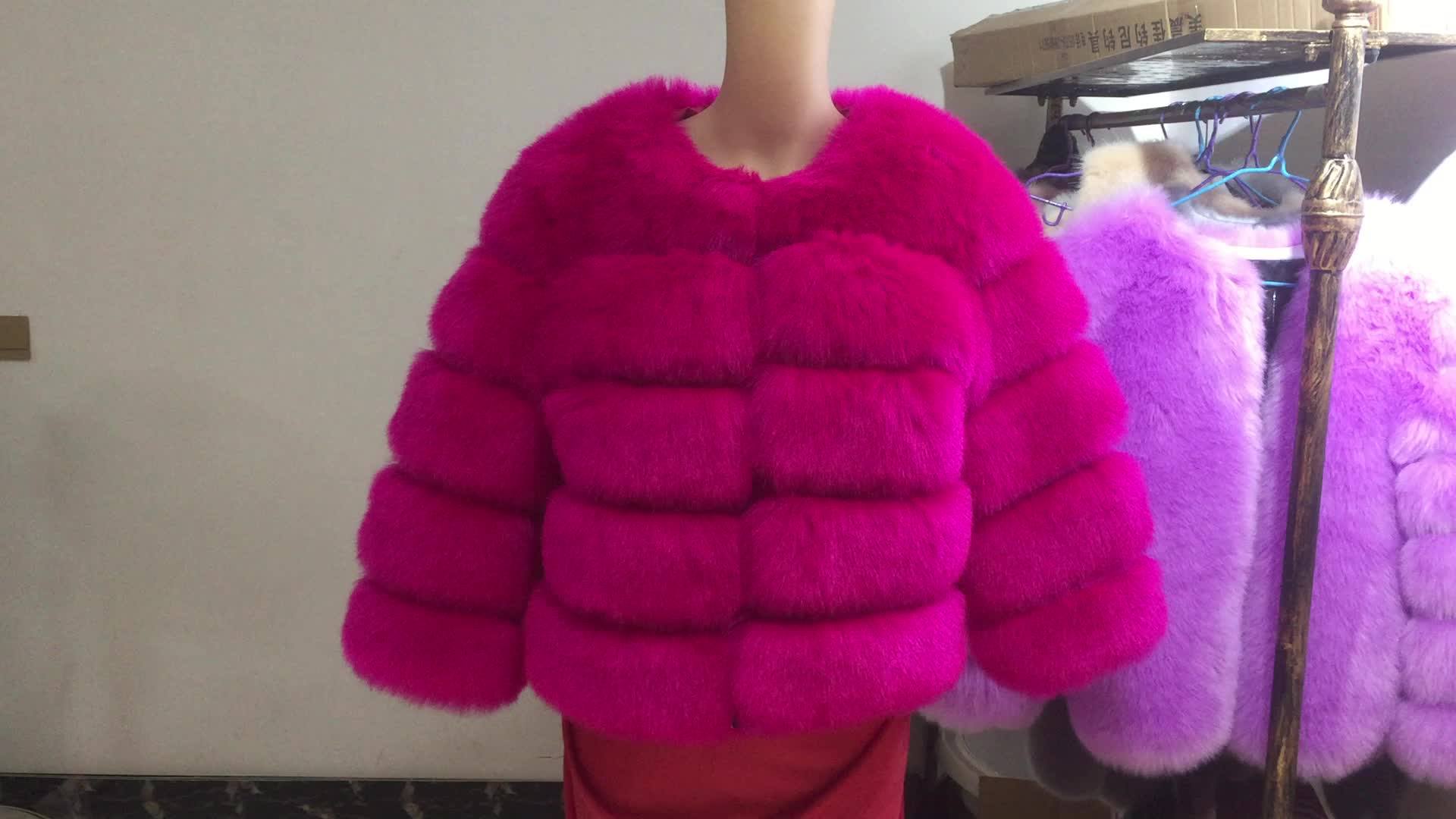 Sweet Style Girl's Short Long Sleeves Faux Fox Fur Coat - Buy Faux Fur ...