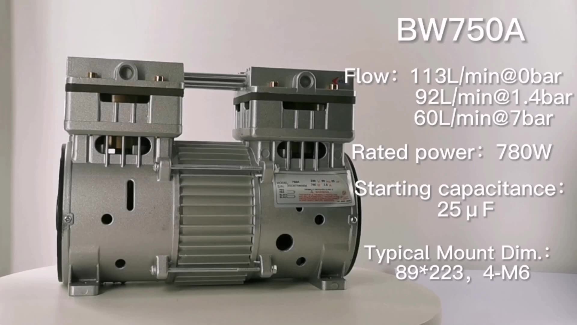 7bar High Pressure Portable Air Compressor 780w 70db Silent Oil-free ...