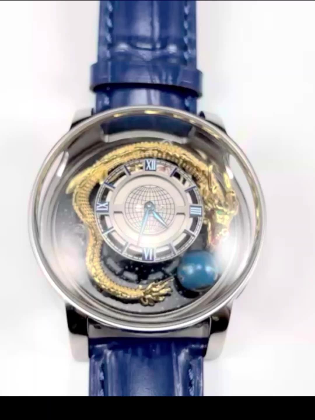 Sanyin Dragon Design Personality Automatic Movement Cow Leather Dragon ...