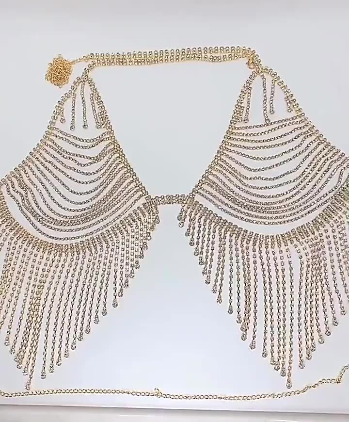 Rhinestone Body Chain Jewelry Sexy Bikini Bling Nightclub Bra And Thong ...
