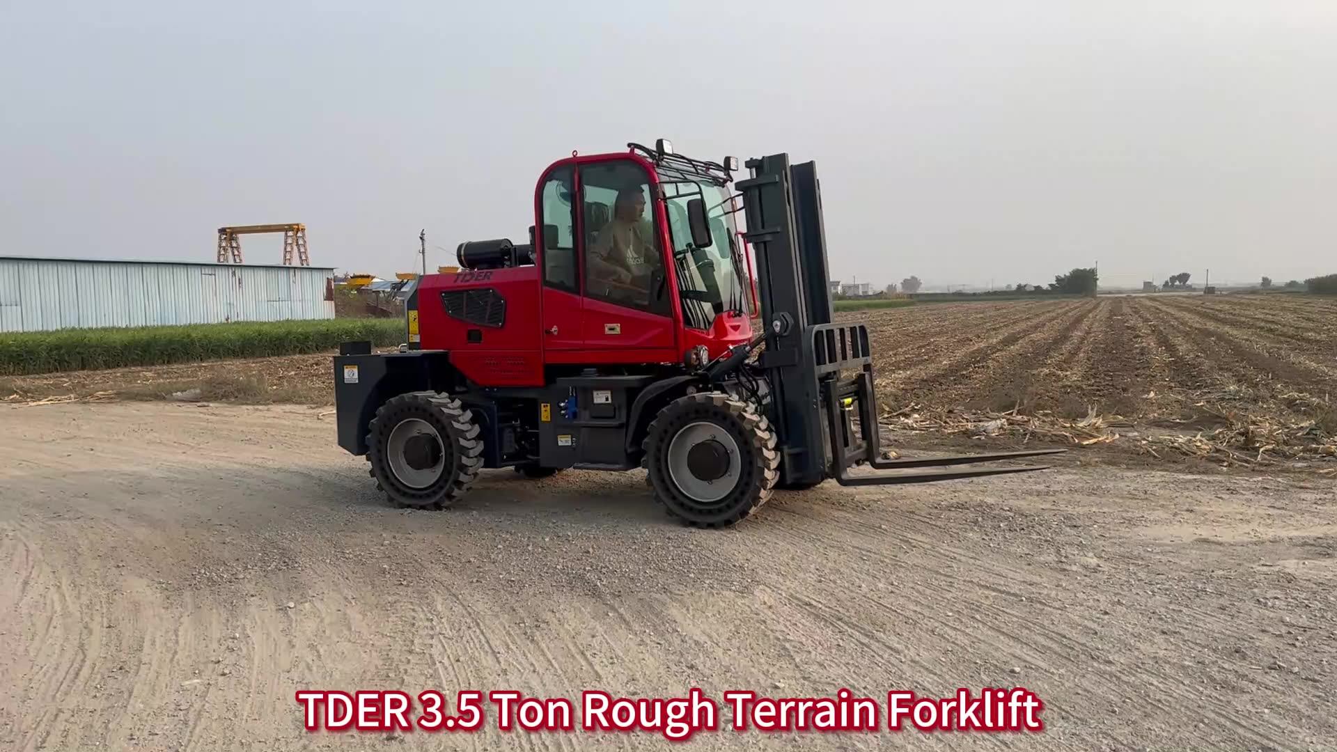 Tder Ce Iso Off Road Forklift 3m Lift Height 4wd 4x4 3.5ton 4wd Diesel ...
