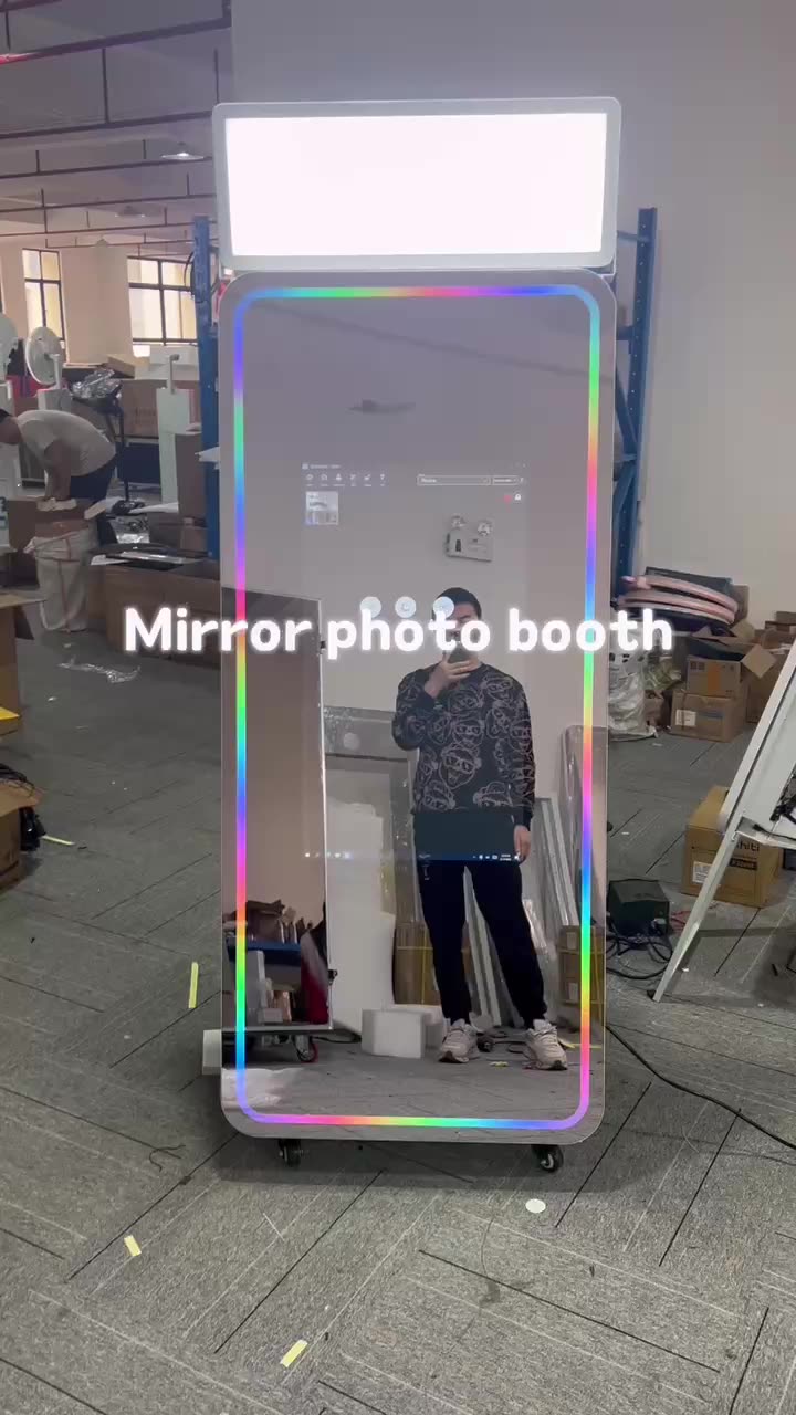 2023 Newest Mirror Photo Booth Selfie Led Light Frame Mirror Photo Booth With Camera And Printer ...