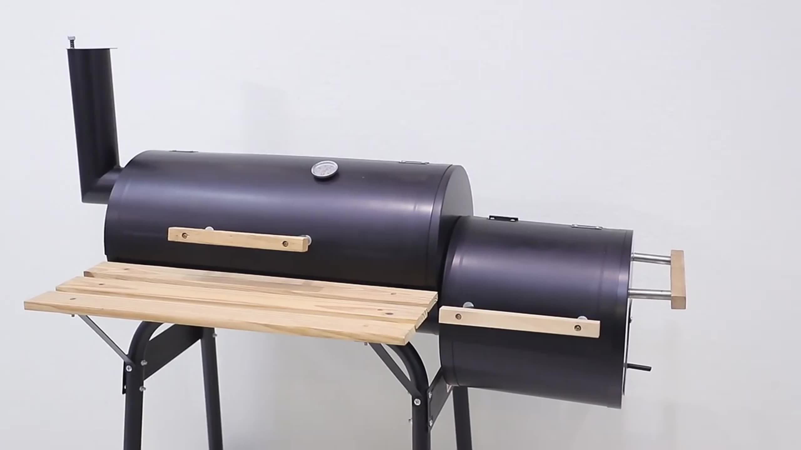 Garden Wood Fuel Trolley Barbecue Smoker Barrel Charcoal Bbq Grill ...