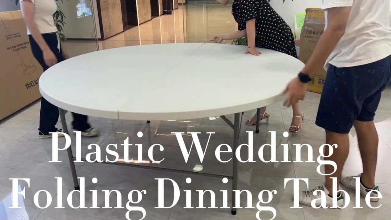 White Round Plastic Foldable Wedding Banquet Table Folding Tables And ...