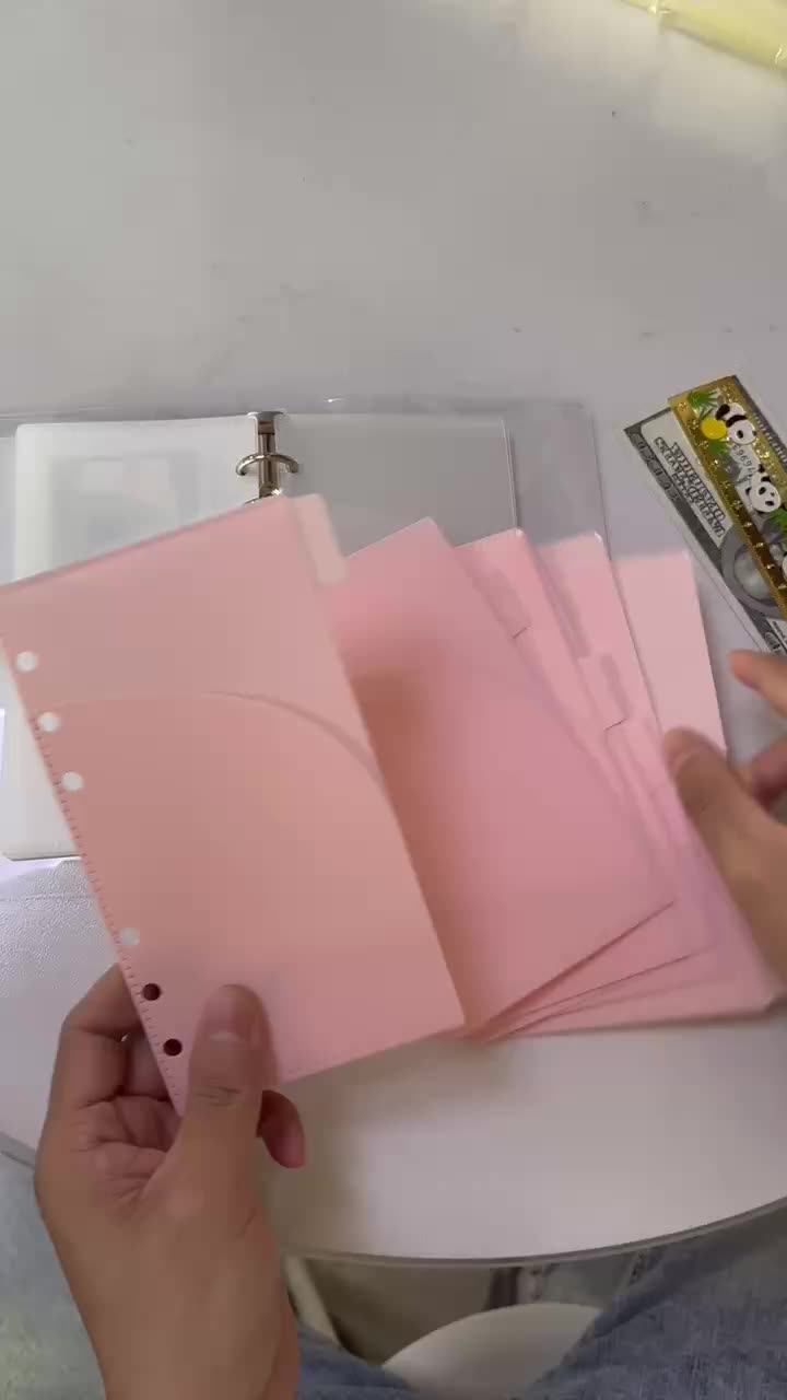 A6 Pink Frosted Pp Cash Envelopes 6 Tabs 2 Pockets Zipperless Money ...