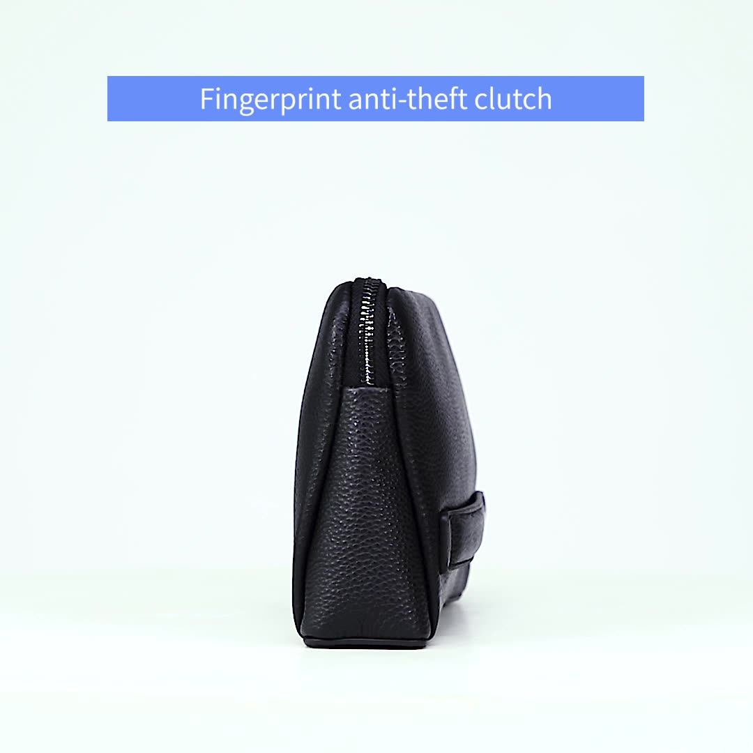 Smart Anti Theft Fingerprint Lock Handbag Genuine Cow Leather Mens ...