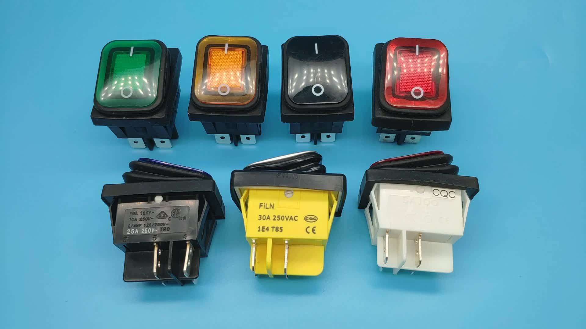 Rleil 250v 16a T100/55 Waterproof Green Illuminated Rocker Switches For ...